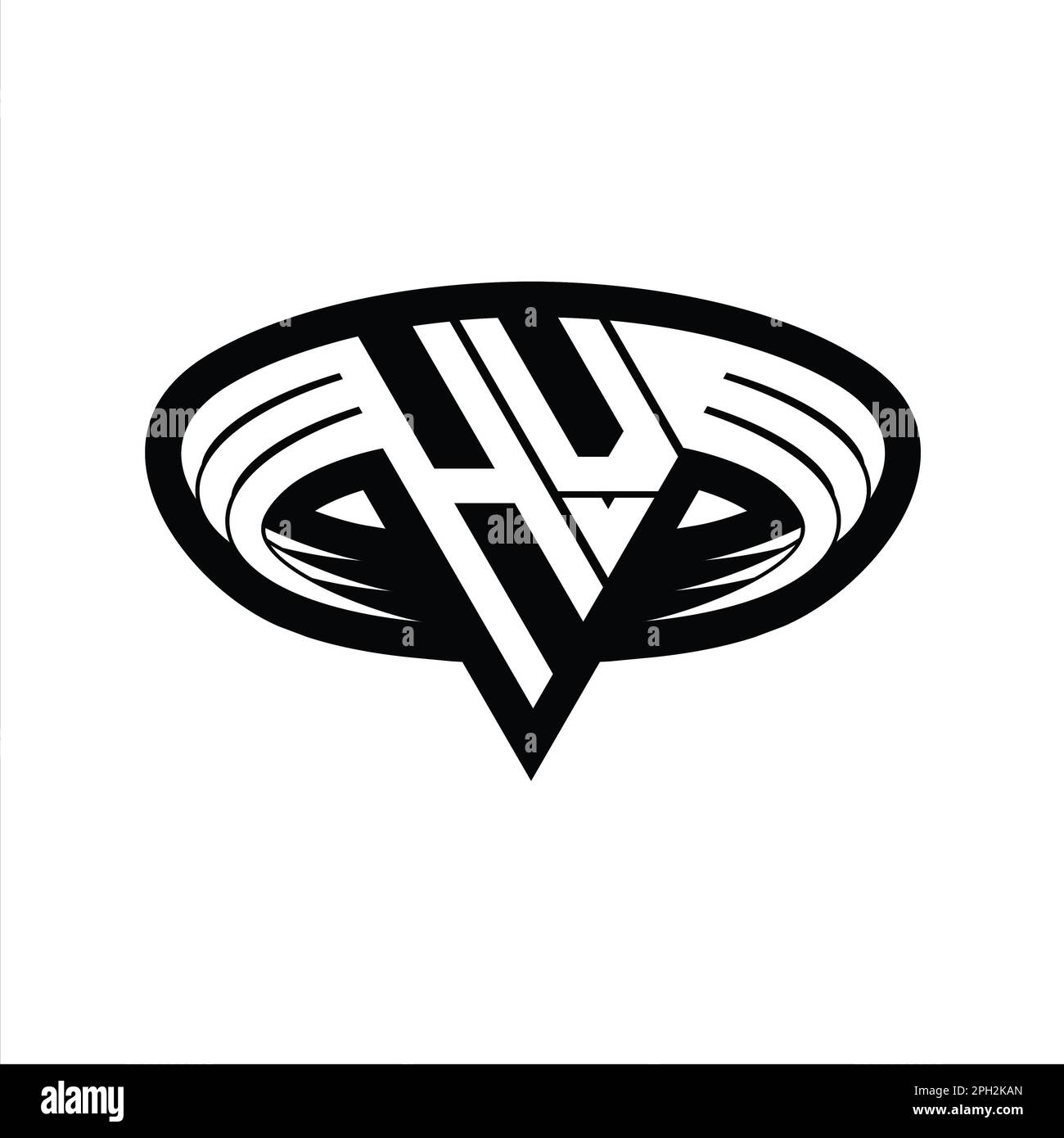 HV Logo monogram letter with triangle shape slice isolated outline ...