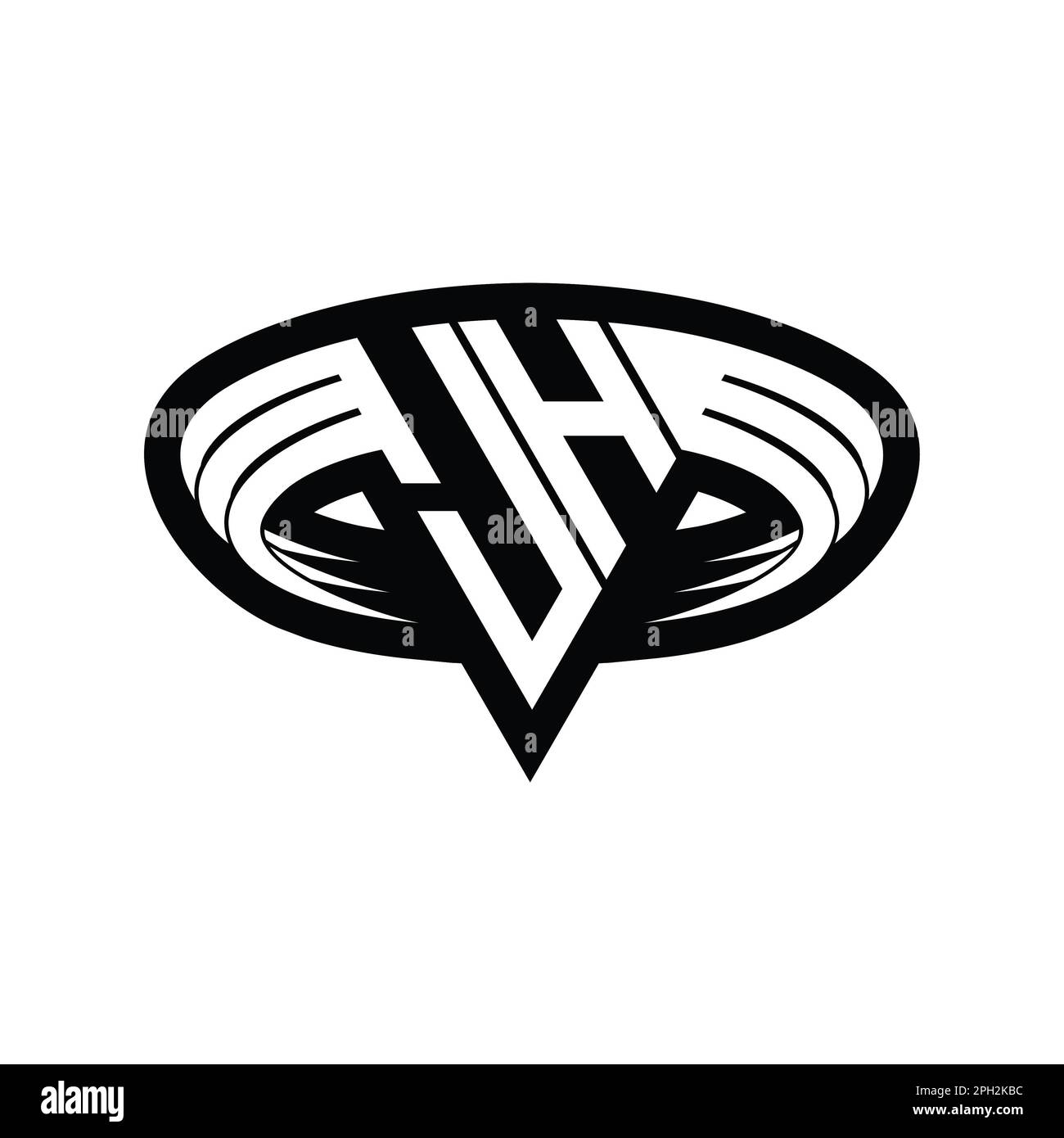 JH Logo monogram letter with triangle shape slice isolated outline ...