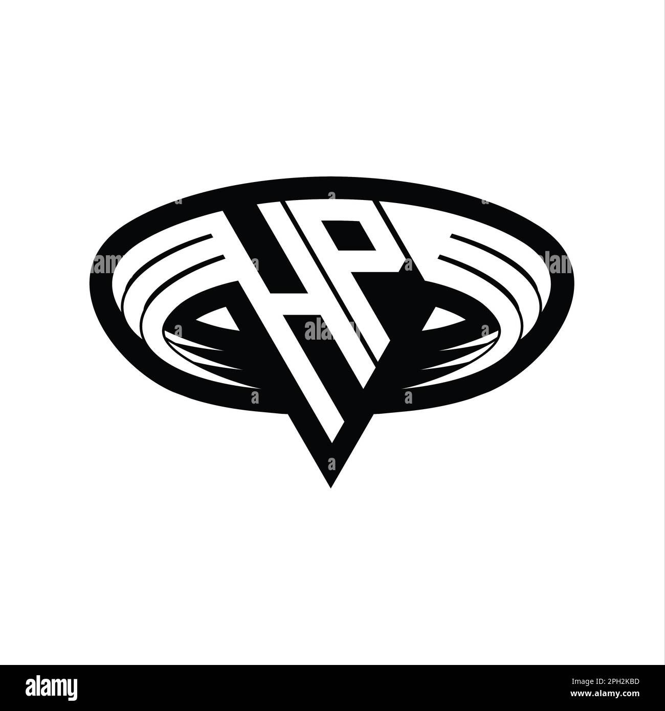 HP Logo monogram letter with triangle shape slice isolated outline ...