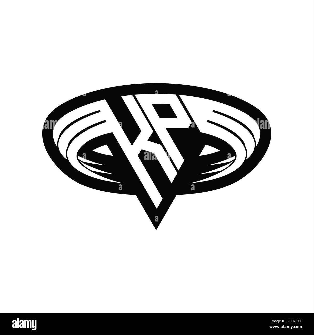KP Logo monogram letter with triangle shape slice isolated outline ...