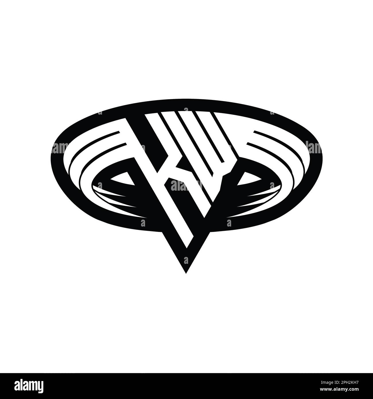 KW Logo monogram letter with triangle shape slice isolated outline ...