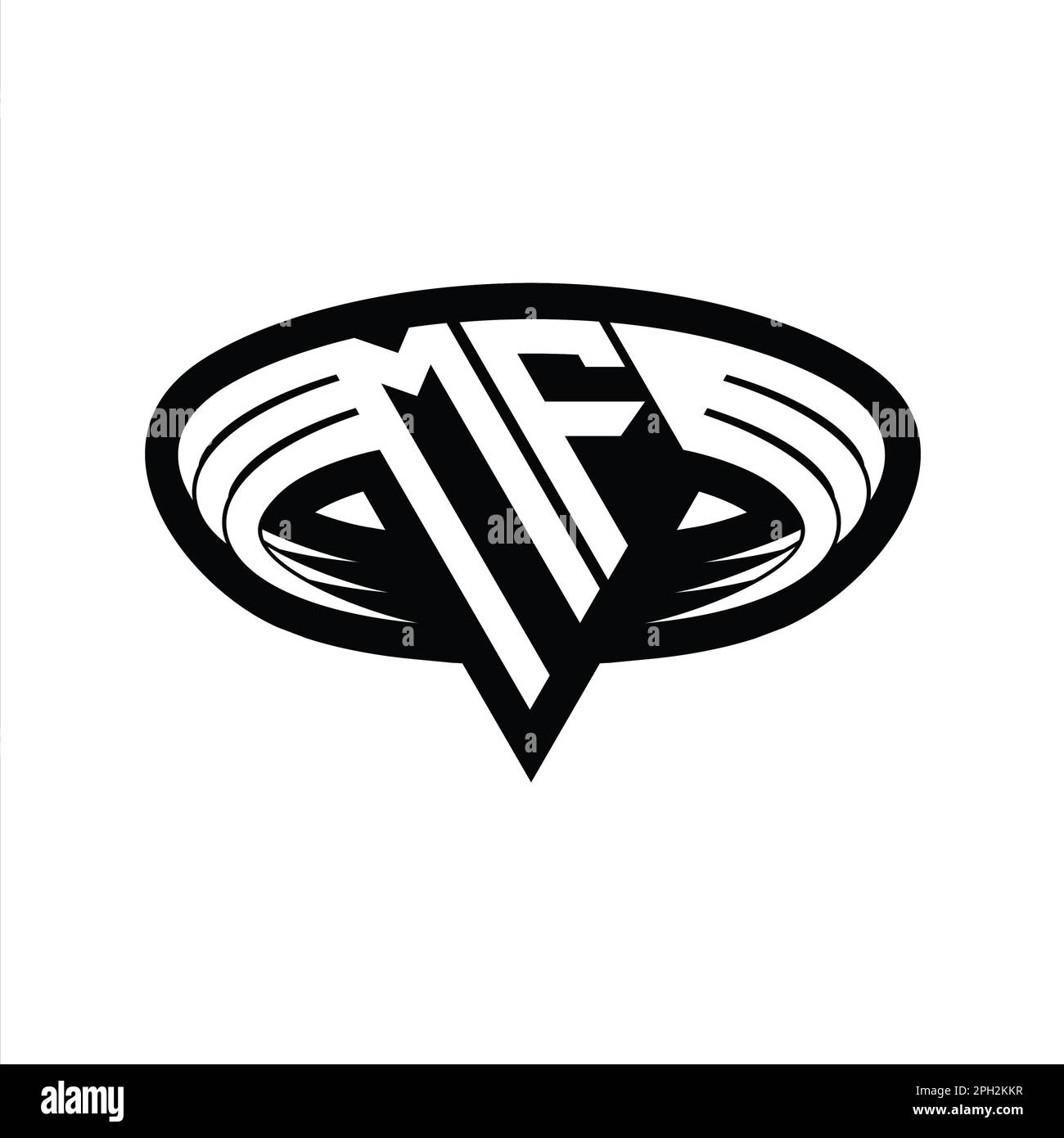 MF Logo monogram letter with triangle shape slice isolated outline ...