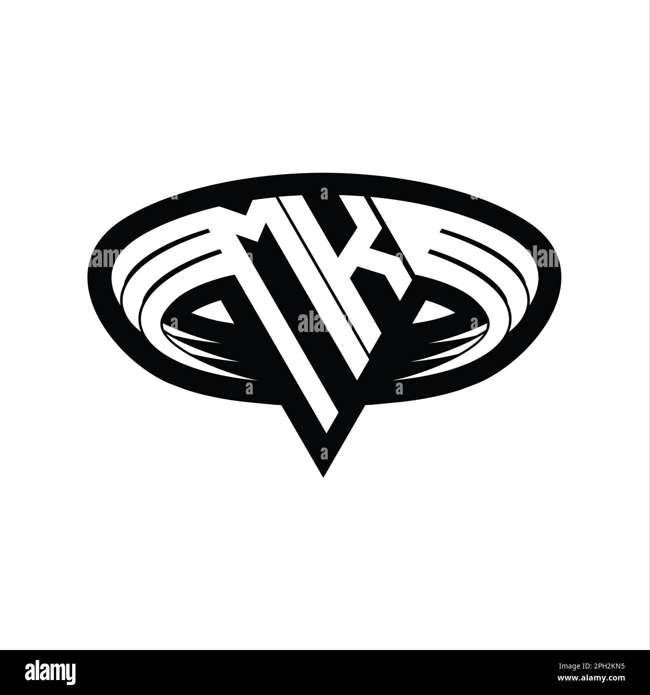 MK Logo monogram letter with triangle shape slice isolated outline ...