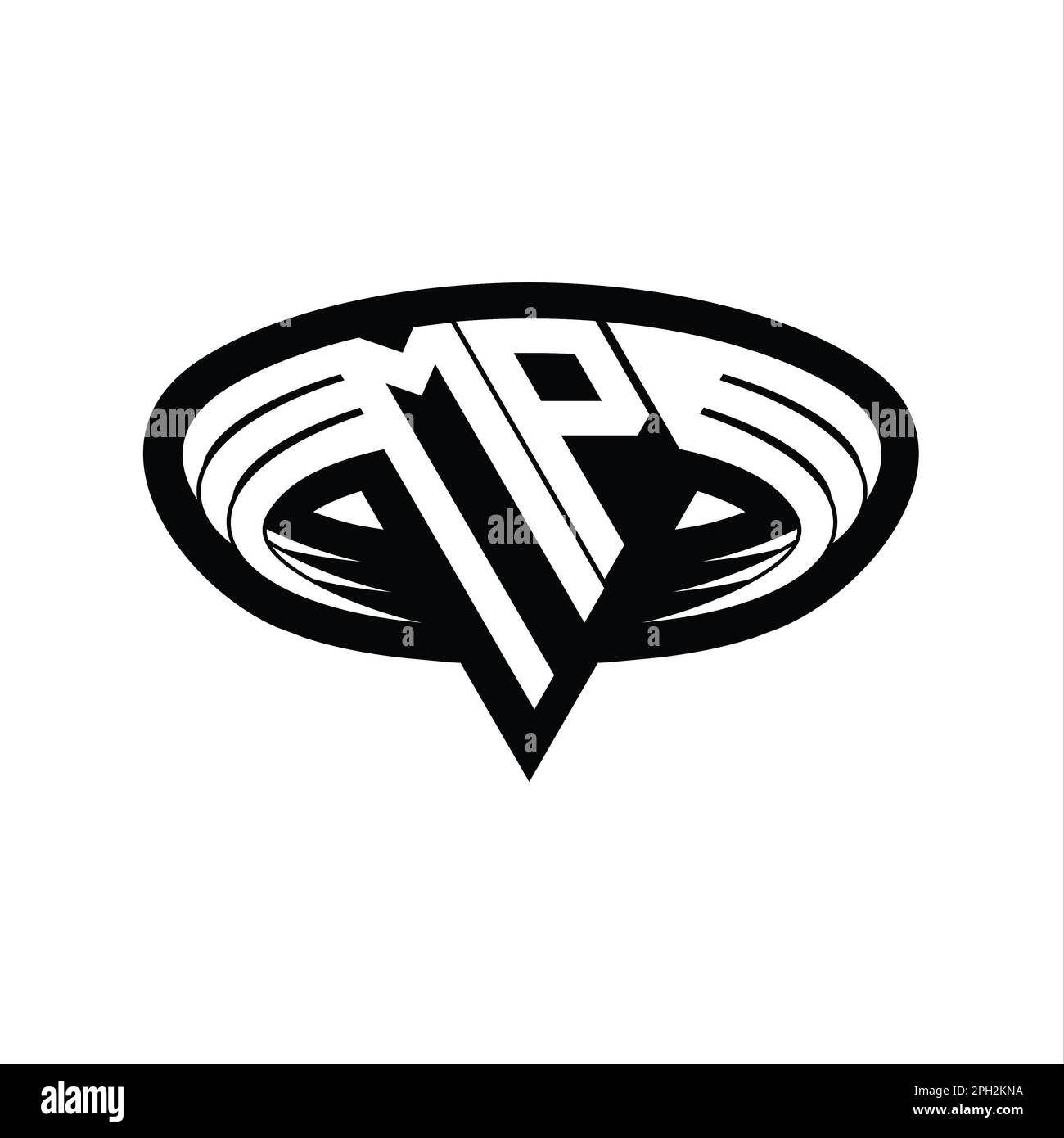 MP Logo monogram letter with triangle shape slice isolated outline ...