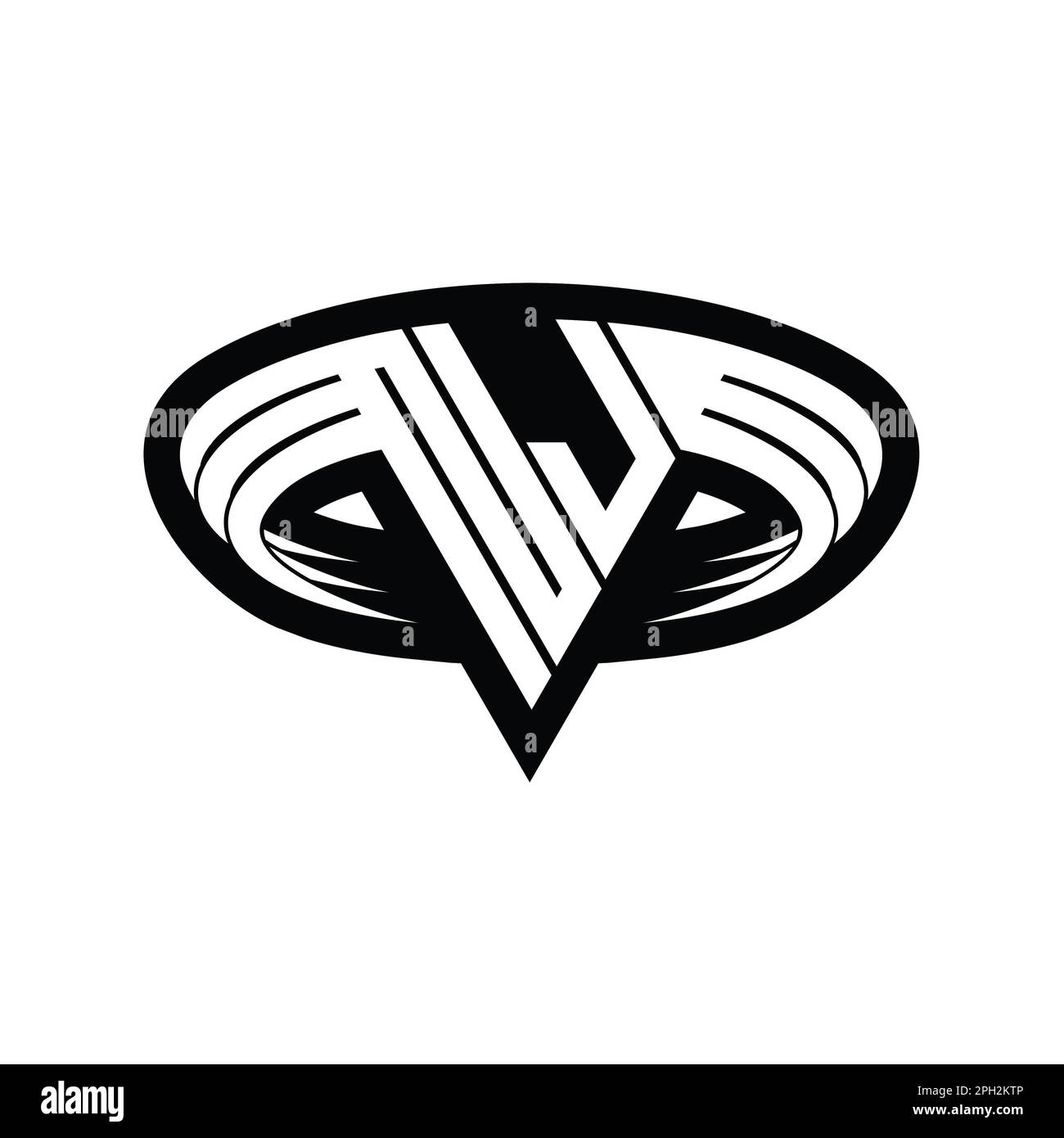 NJ Logo monogram letter with triangle shape slice isolated outline ...