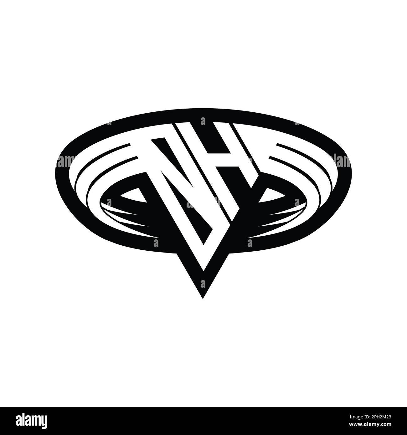 OH Logo monogram letter with triangle shape slice isolated outline ...