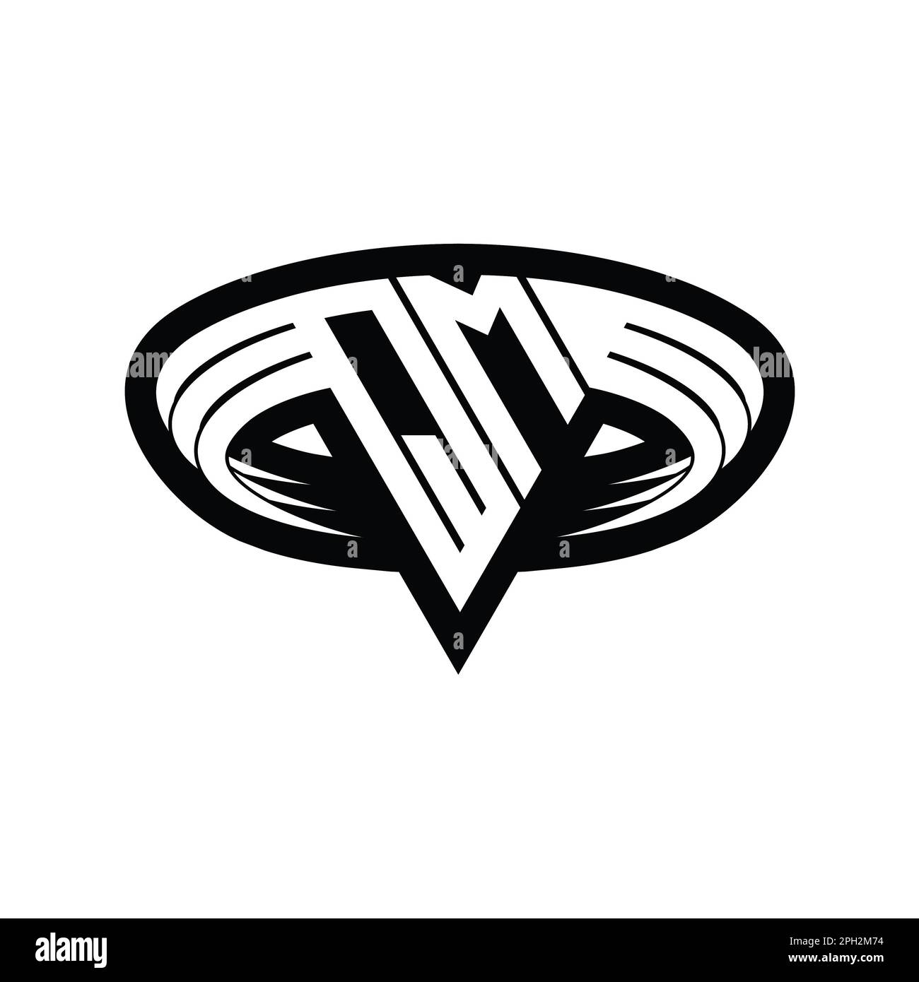 QM Logo monogram letter with triangle shape slice isolated outline ...