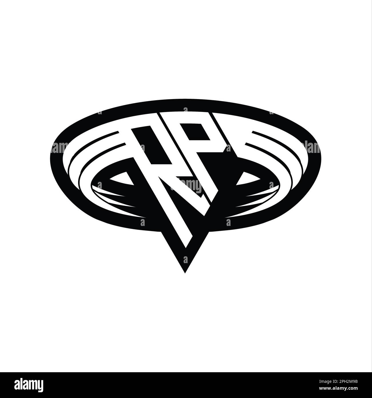 RP Logo monogram letter with triangle shape slice isolated outline ...