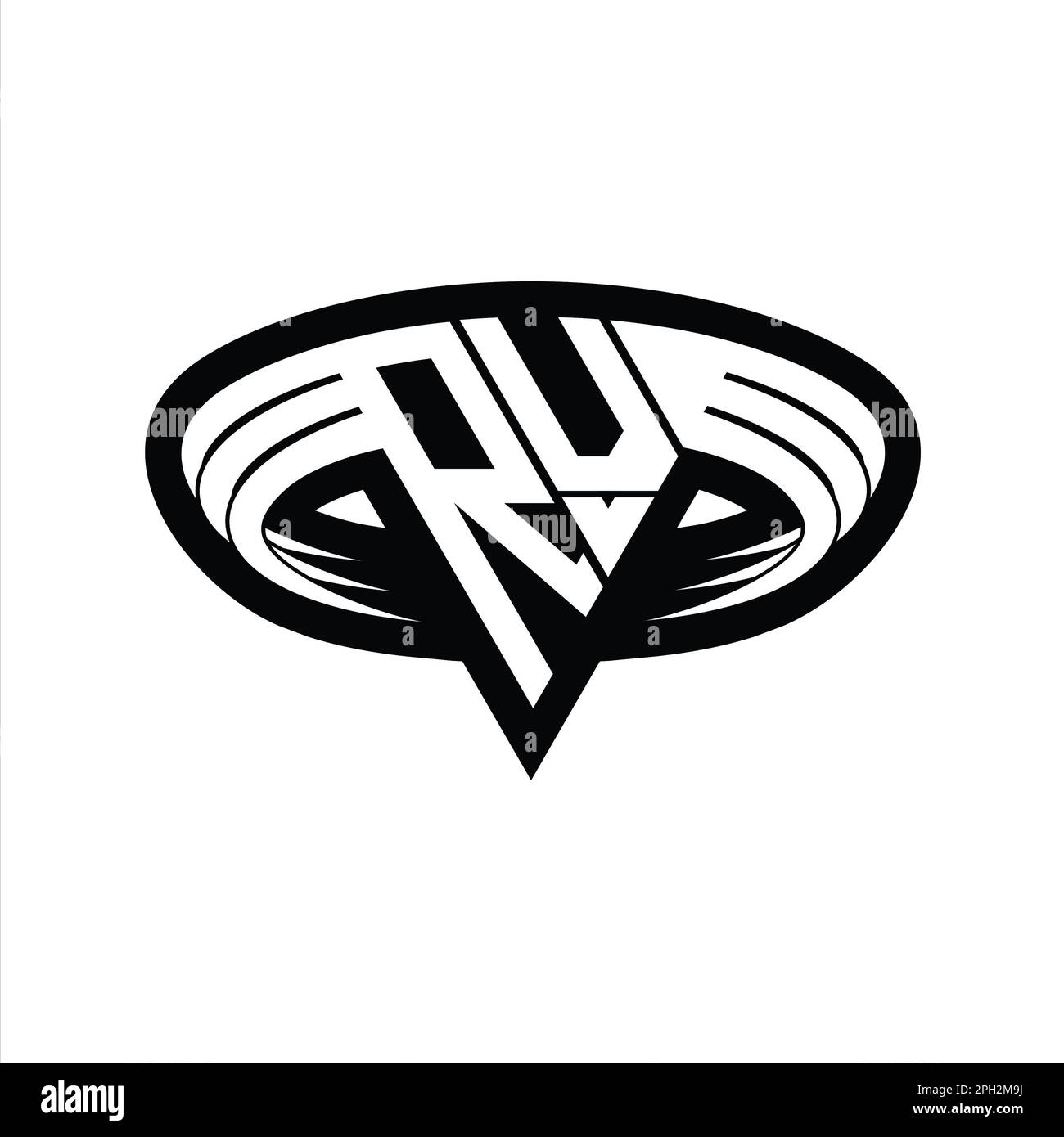 RV Logo monogram letter with triangle shape slice isolated outline ...