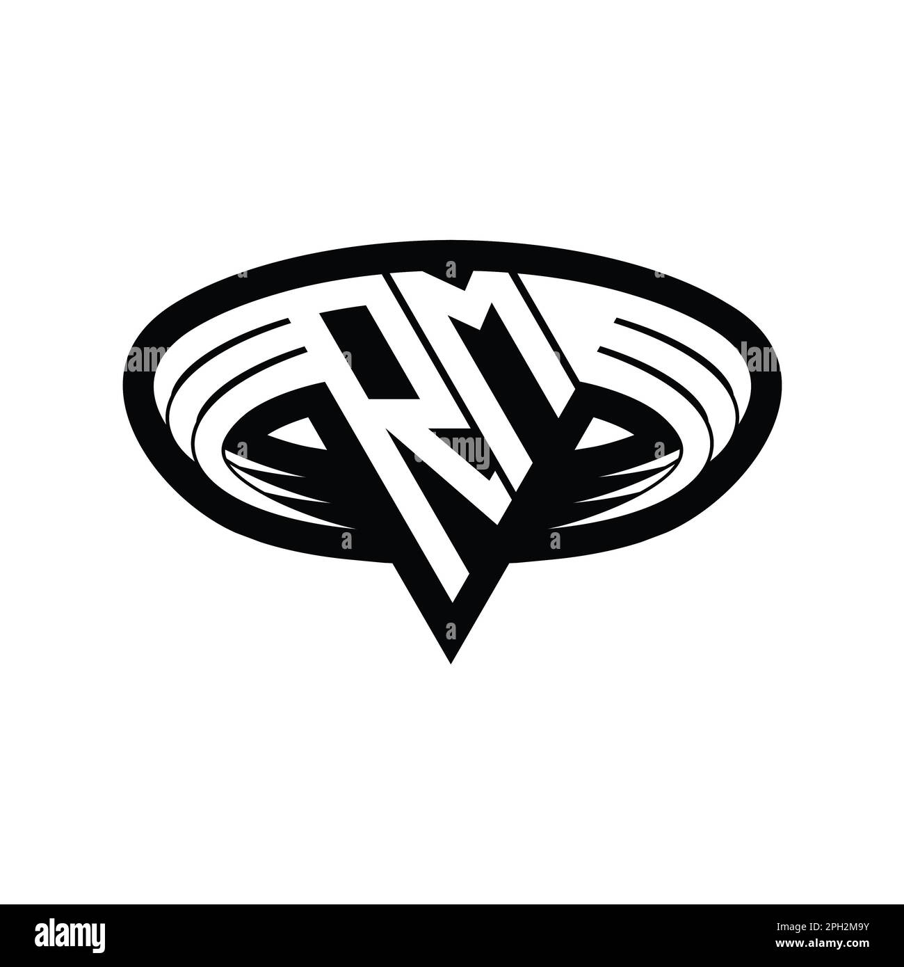 RM Logo monogram letter with triangle shape slice isolated outline ...
