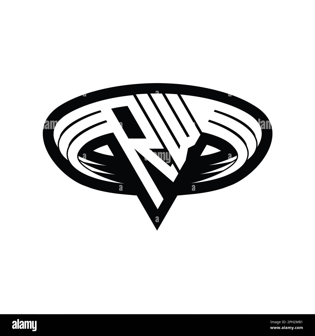 RW Logo monogram letter with triangle shape slice isolated outline ...