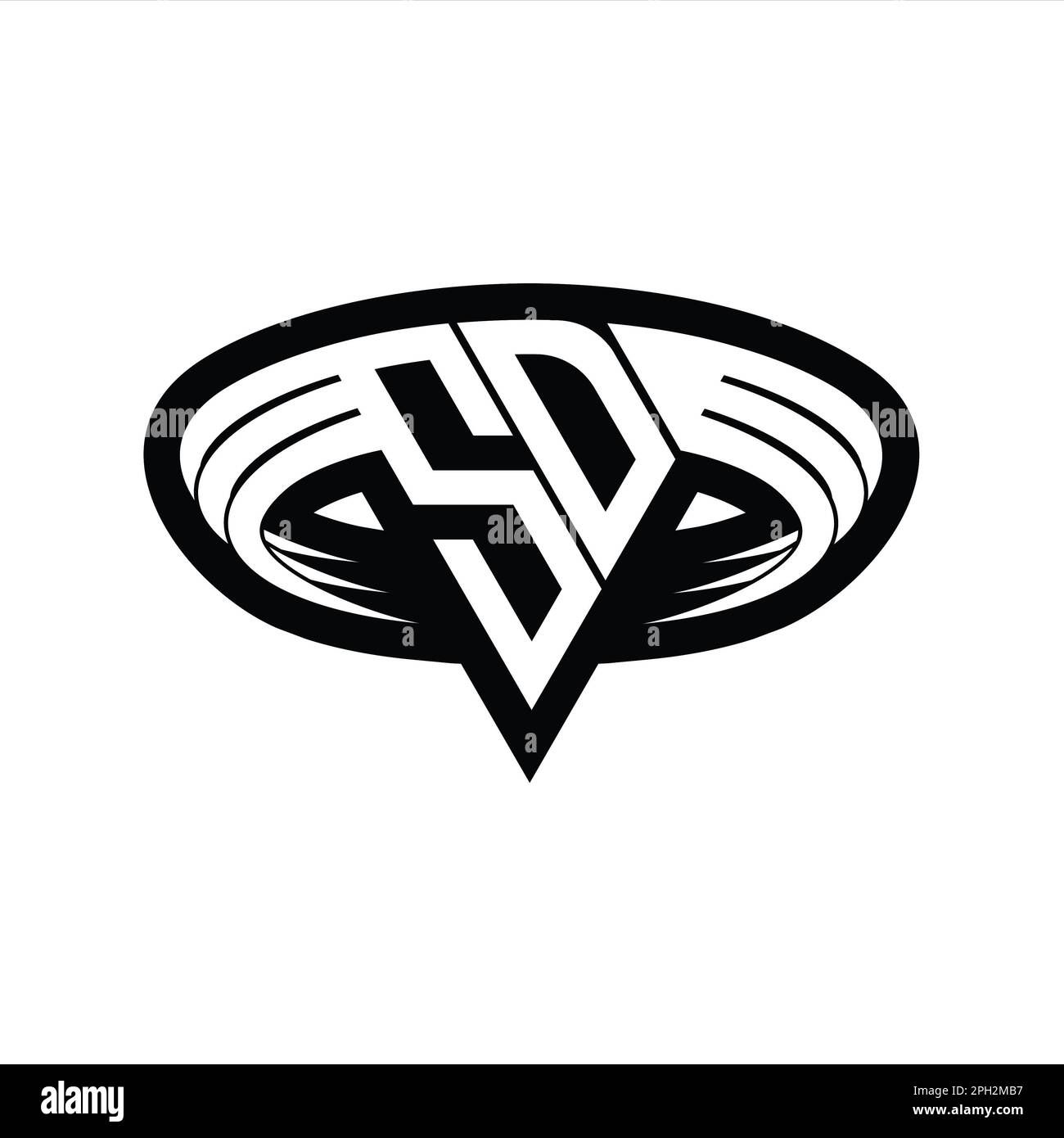 SD Logo monogram letter with triangle shape slice isolated outline ...