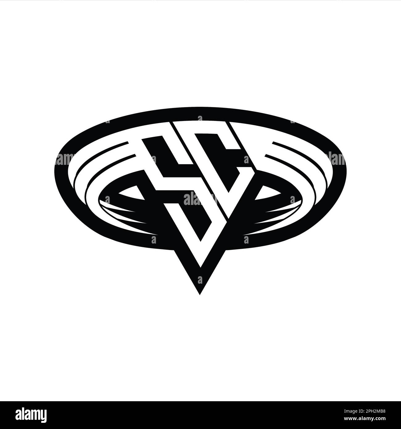 SC Logo monogram letter with triangle shape slice isolated outline ...