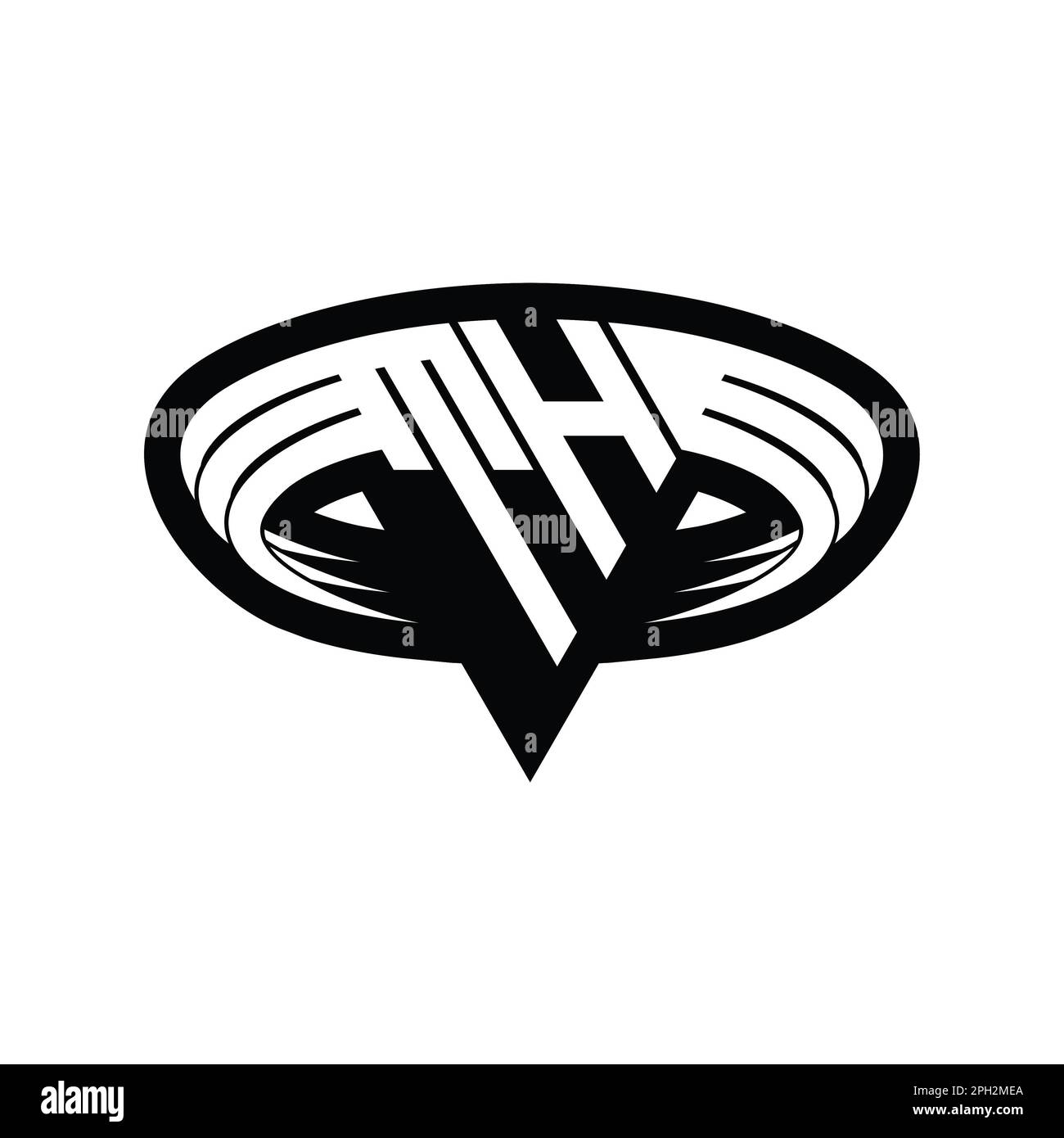 TH Logo monogram letter with triangle shape slice isolated outline ...