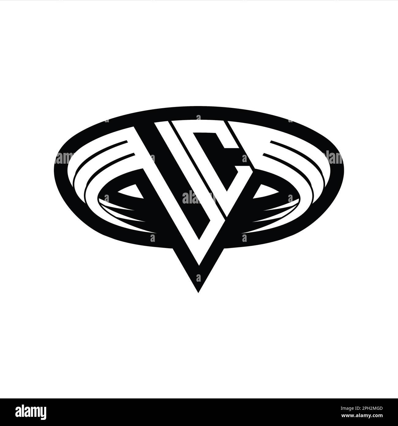 UC Logo monogram letter with triangle shape slice isolated outline ...