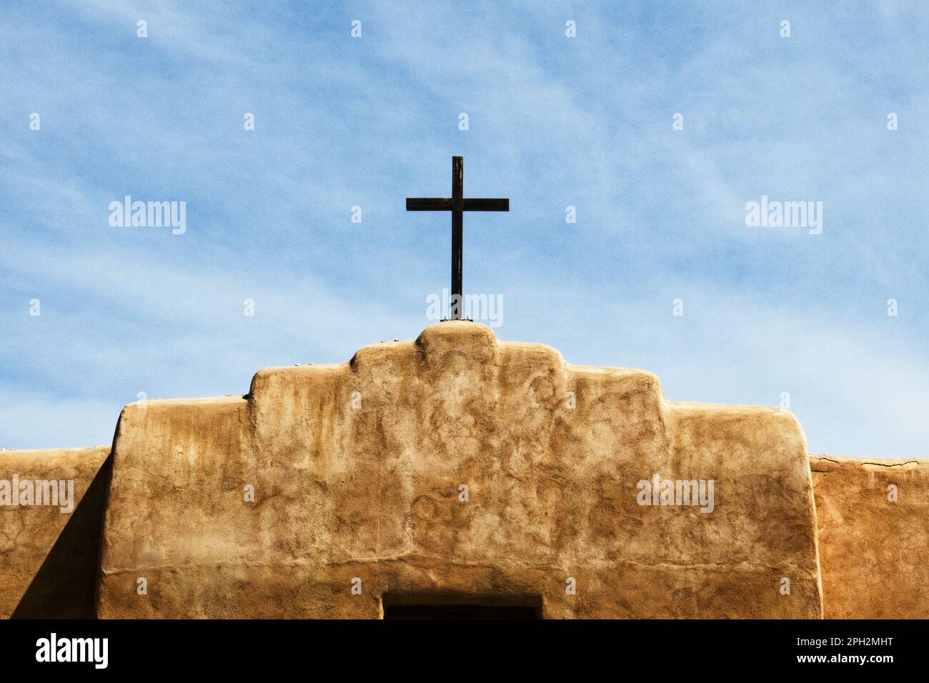 Wooden cross atop the First Presbyterian Church in Taos, New Mexico ...