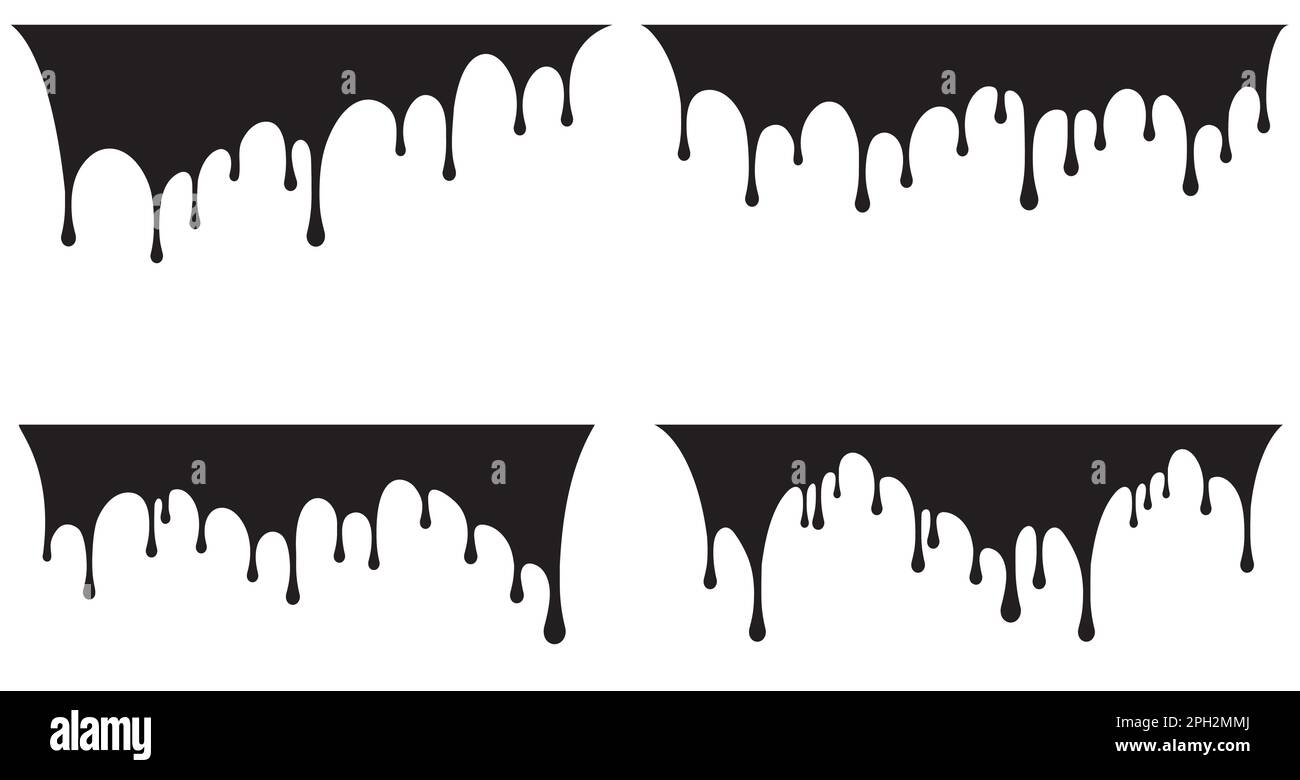 Set of black paint drips. Vector illustration for your design Stock ...