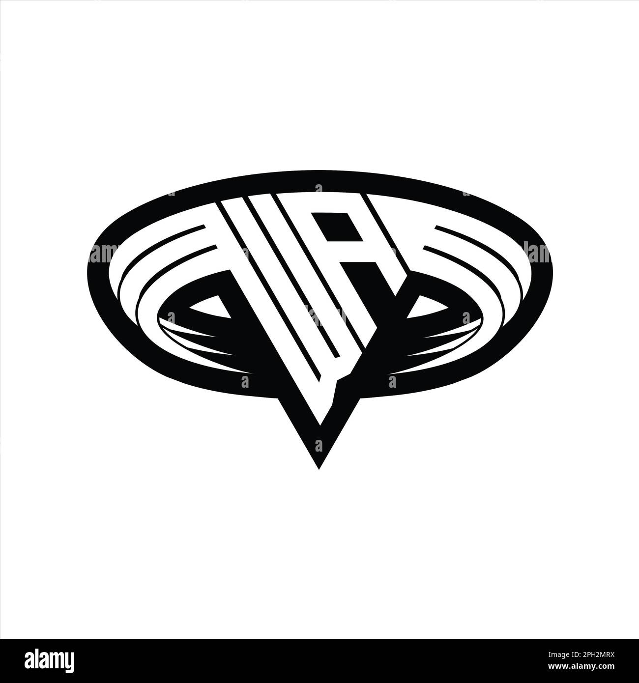 WA Logo monogram letter with triangle shape slice isolated outline ...