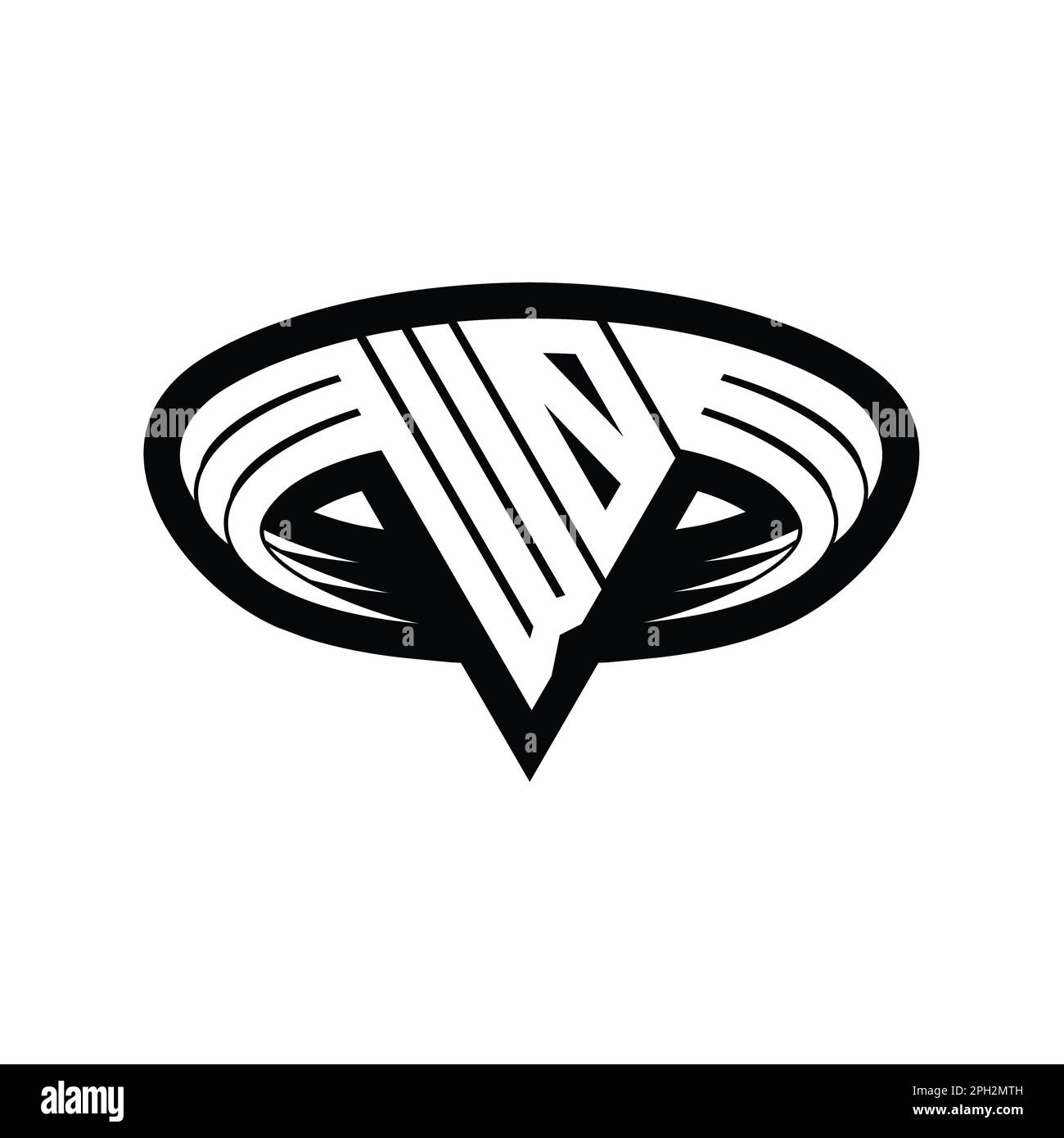 WO Logo monogram letter with triangle shape slice isolated outline ...