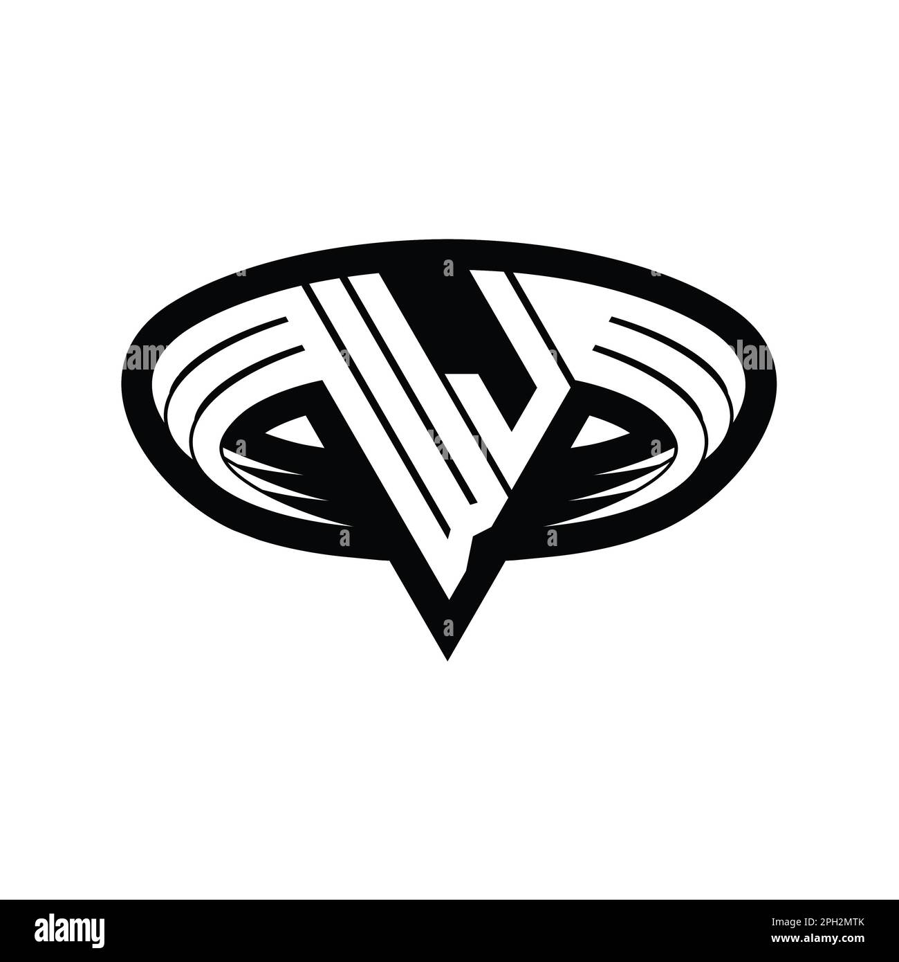 WJ Logo monogram letter with triangle shape slice isolated outline ...