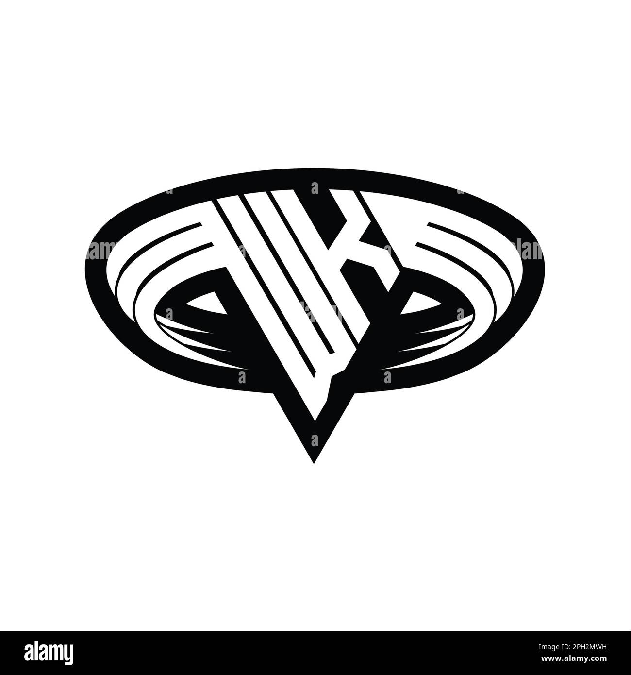 WK Logo monogram letter with triangle shape slice isolated outline ...