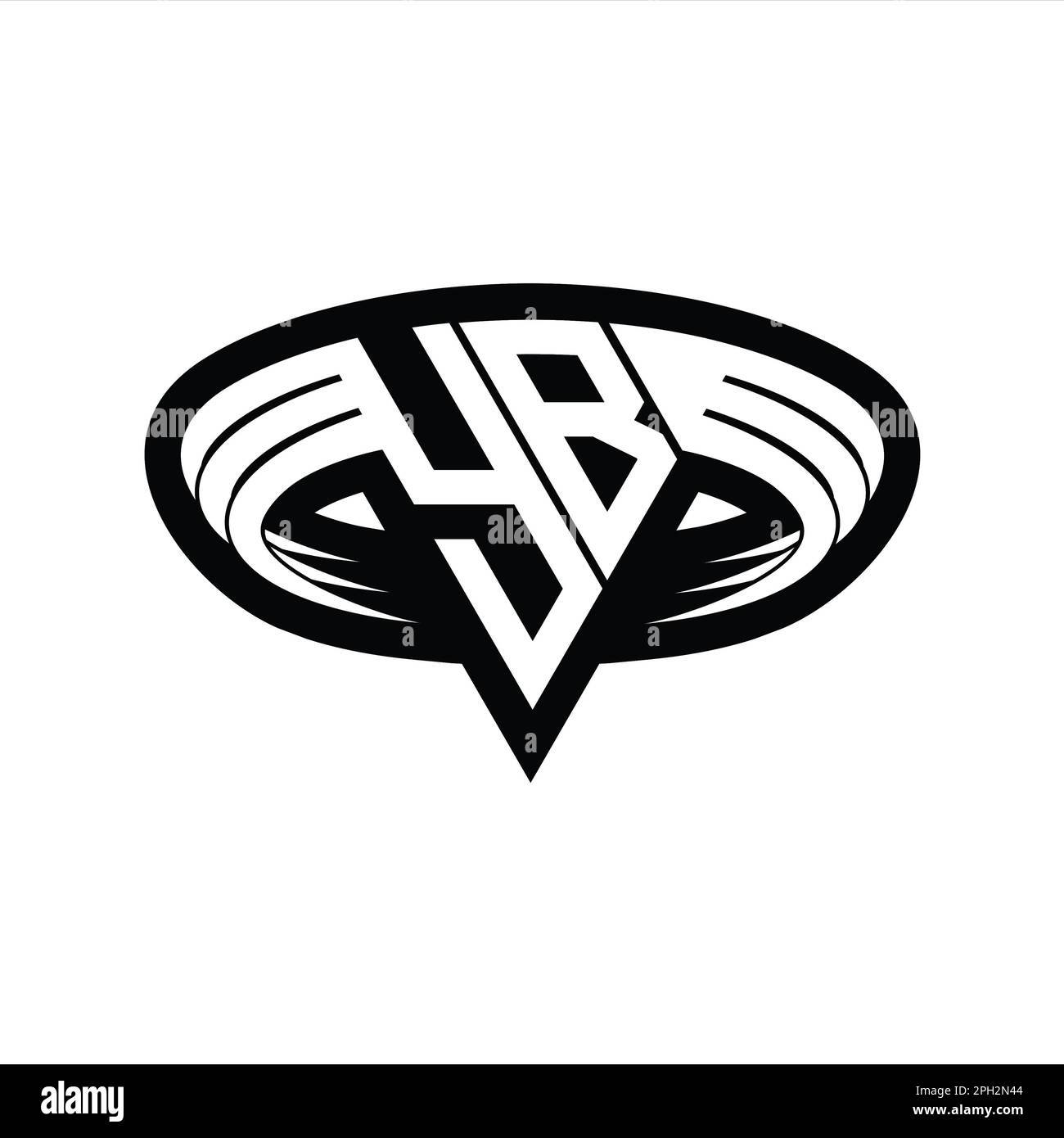YB Logo monogram letter with triangle shape slice isolated outline ...
