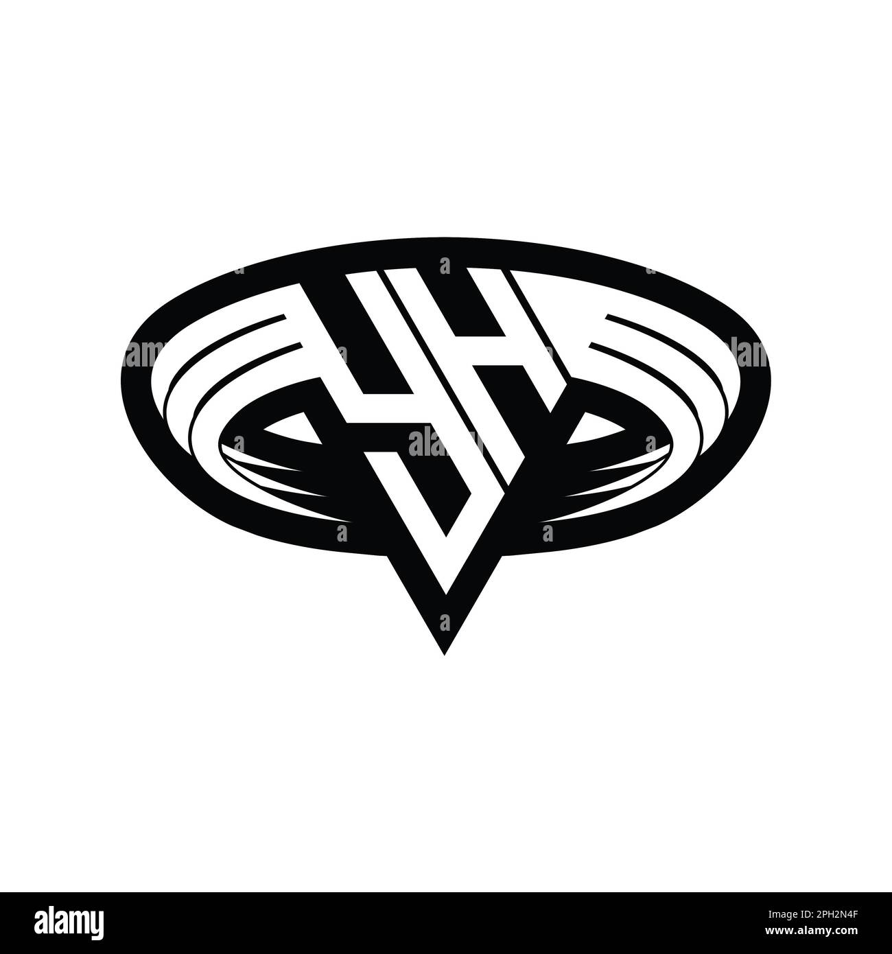 YH Logo monogram letter with triangle shape slice isolated outline ...