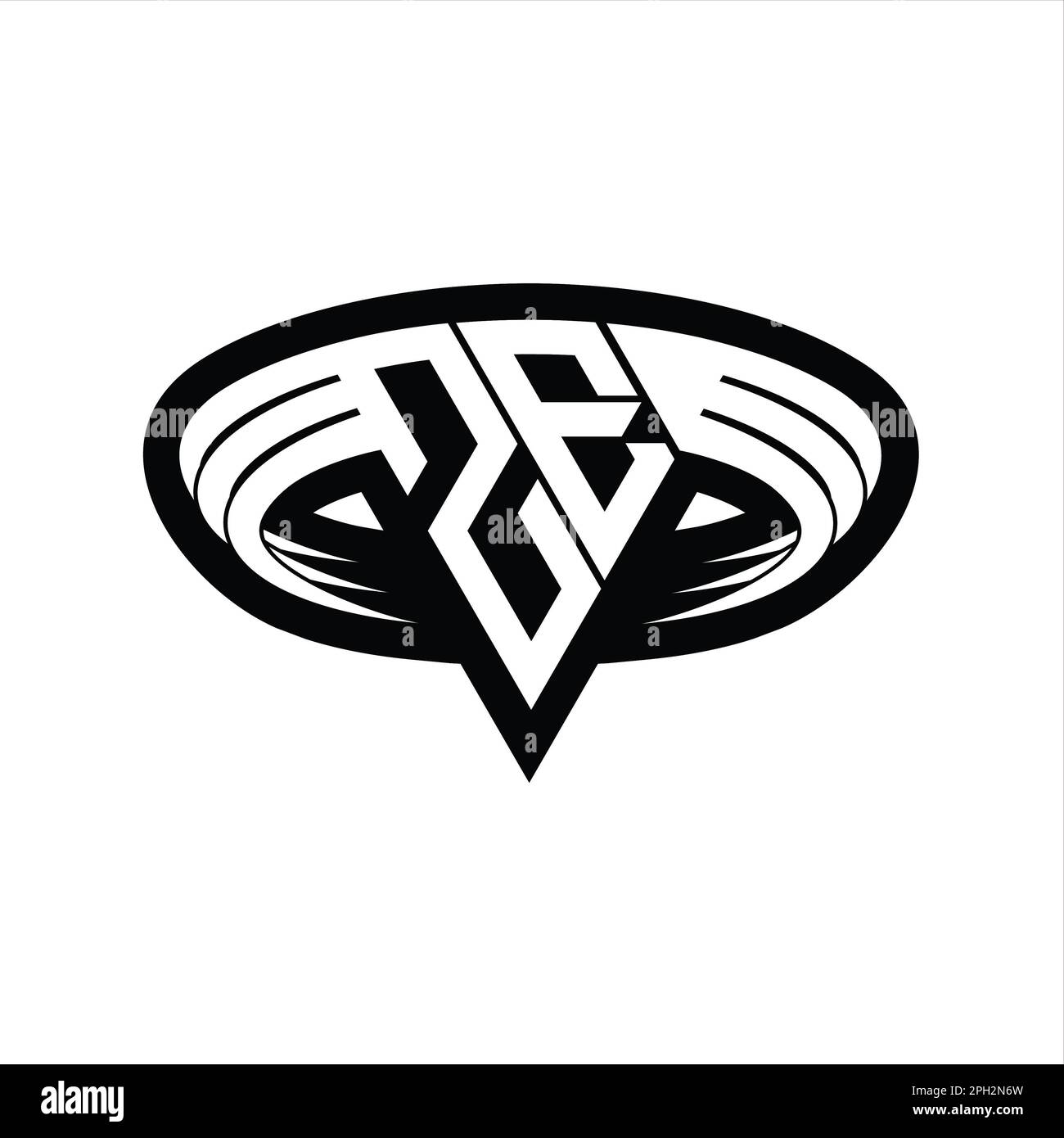 ZE Logo monogram letter with triangle shape slice isolated outline ...