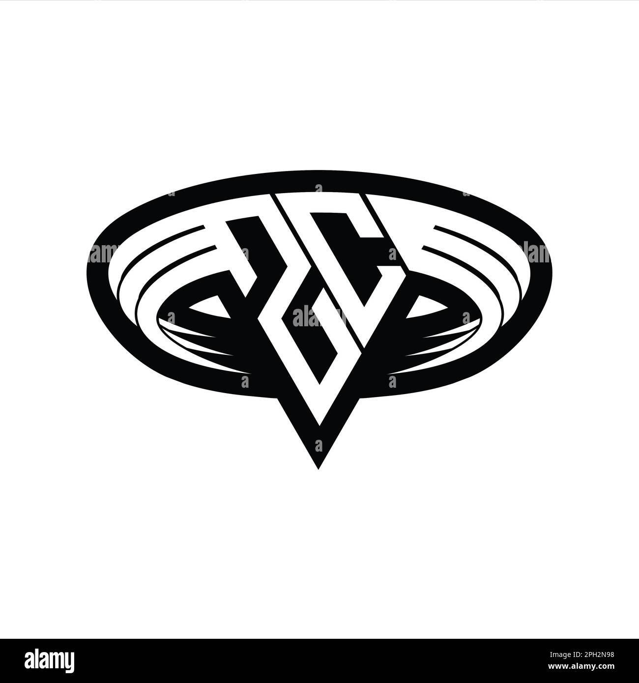 ZC Logo monogram letter with triangle shape slice isolated outline design template Stock Photo ...