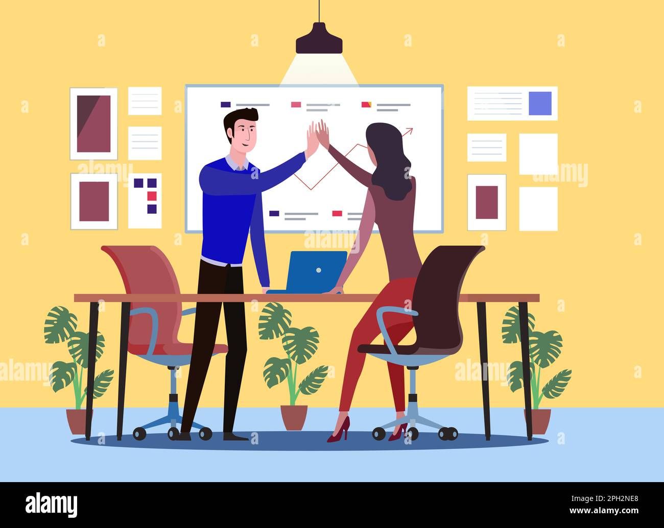Business people giving high five for successful teamwork. Vector ...