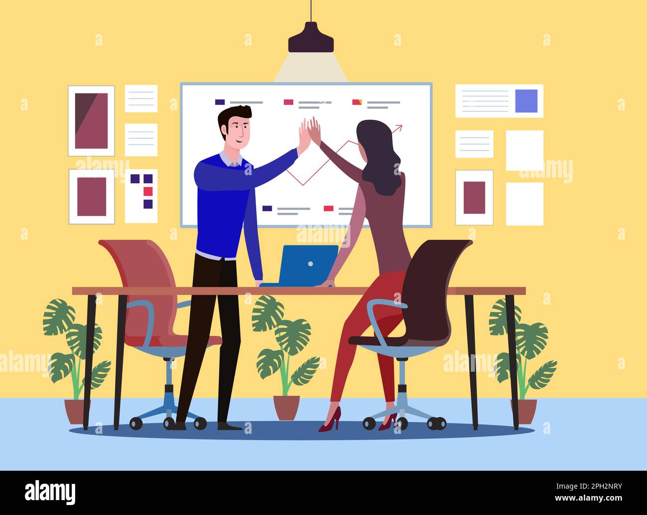Business People Giving High Five For Successful Teamwork Vector Illustration Successful