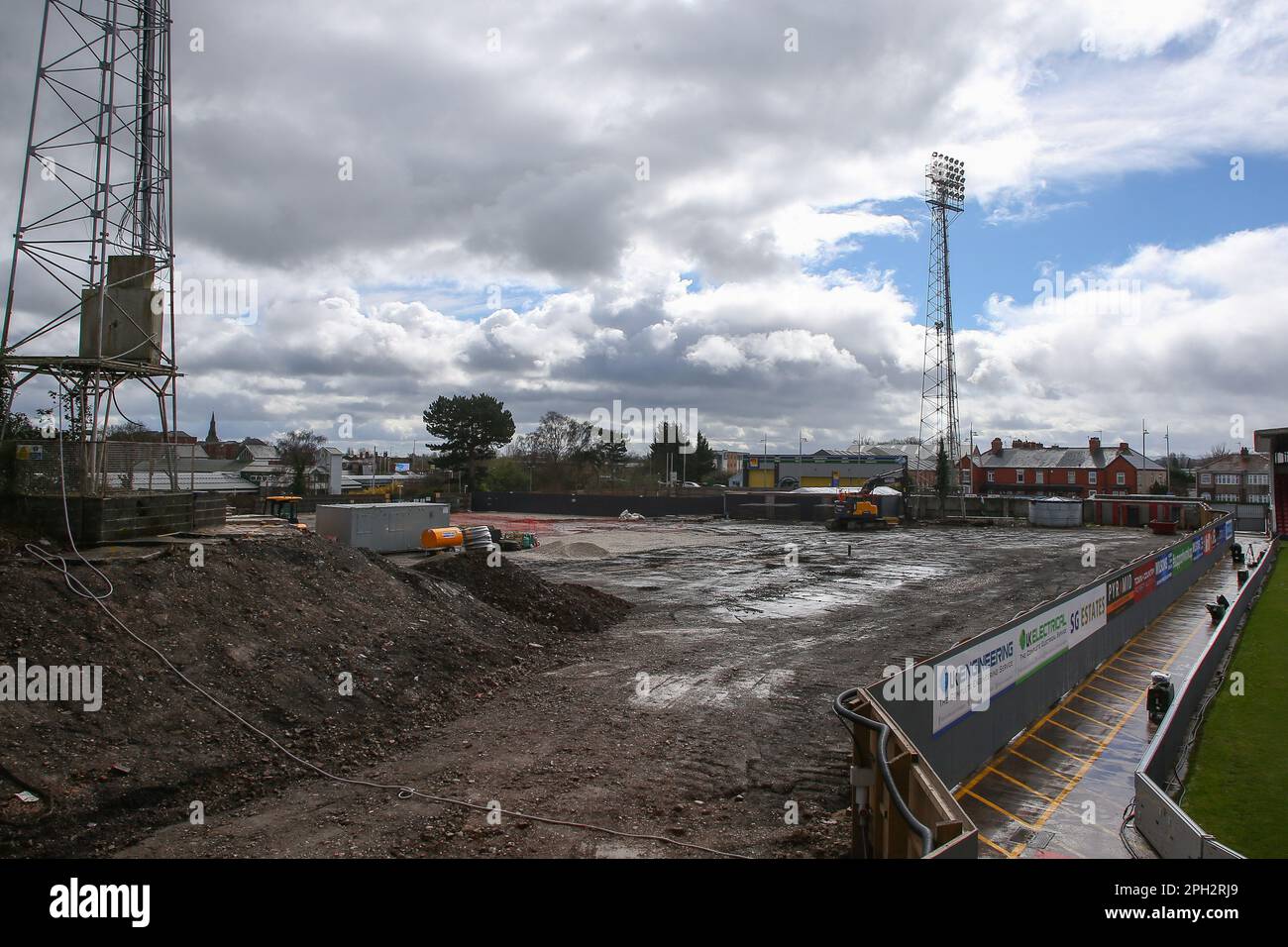Construction on The Kop stand at The Racecourse Ground is yet to begin ahead of the Vanarama ...
