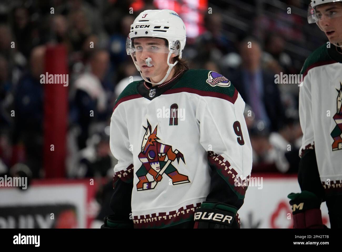 Arizona Coyotes right wing Clayton Keller (9) in the second period of ...