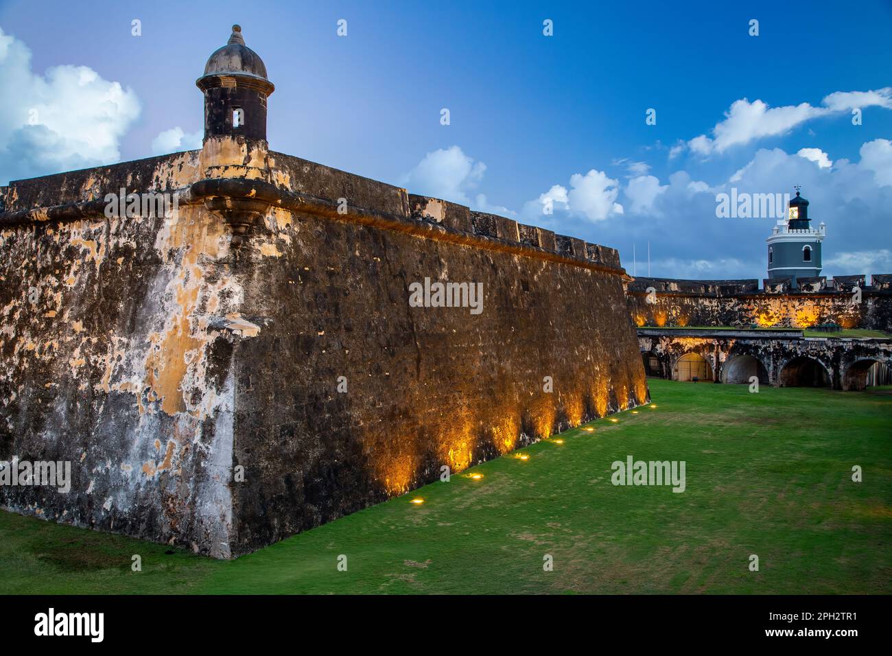 Sentry box (garita), ramparts and lighthouse, San Felipe del Morro ...