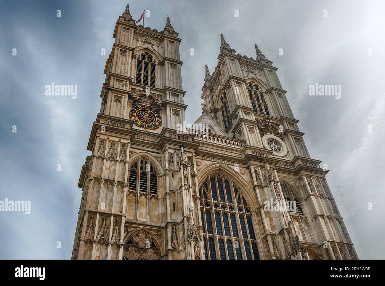 Facade of Westminster Abbey, iconic landmark in London, England, UK. It ...
