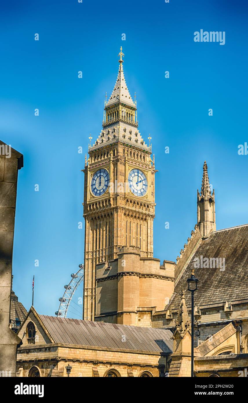 The Big Ben, iconic clocktower and major landmark in London, England ...