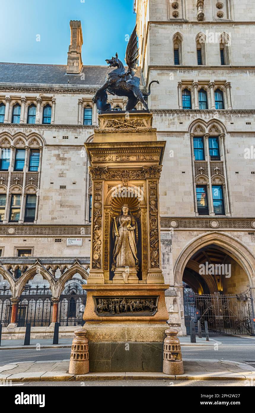 Temple Bar Memorial on the Strand, London, England, UK. The monument ...