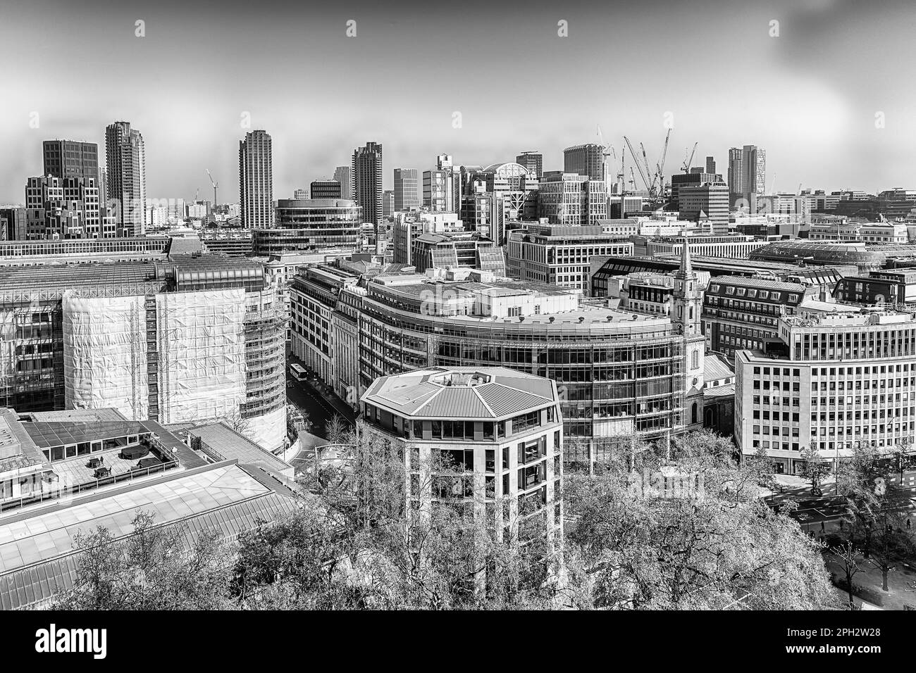 Scenic aerial view over the city skyline in central London, England, UK ...