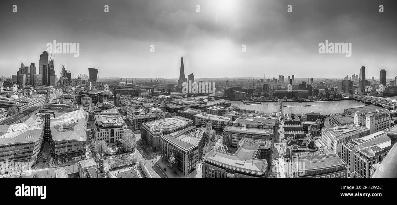 Scenic aerial view over the city skyline in central London, England, UK ...