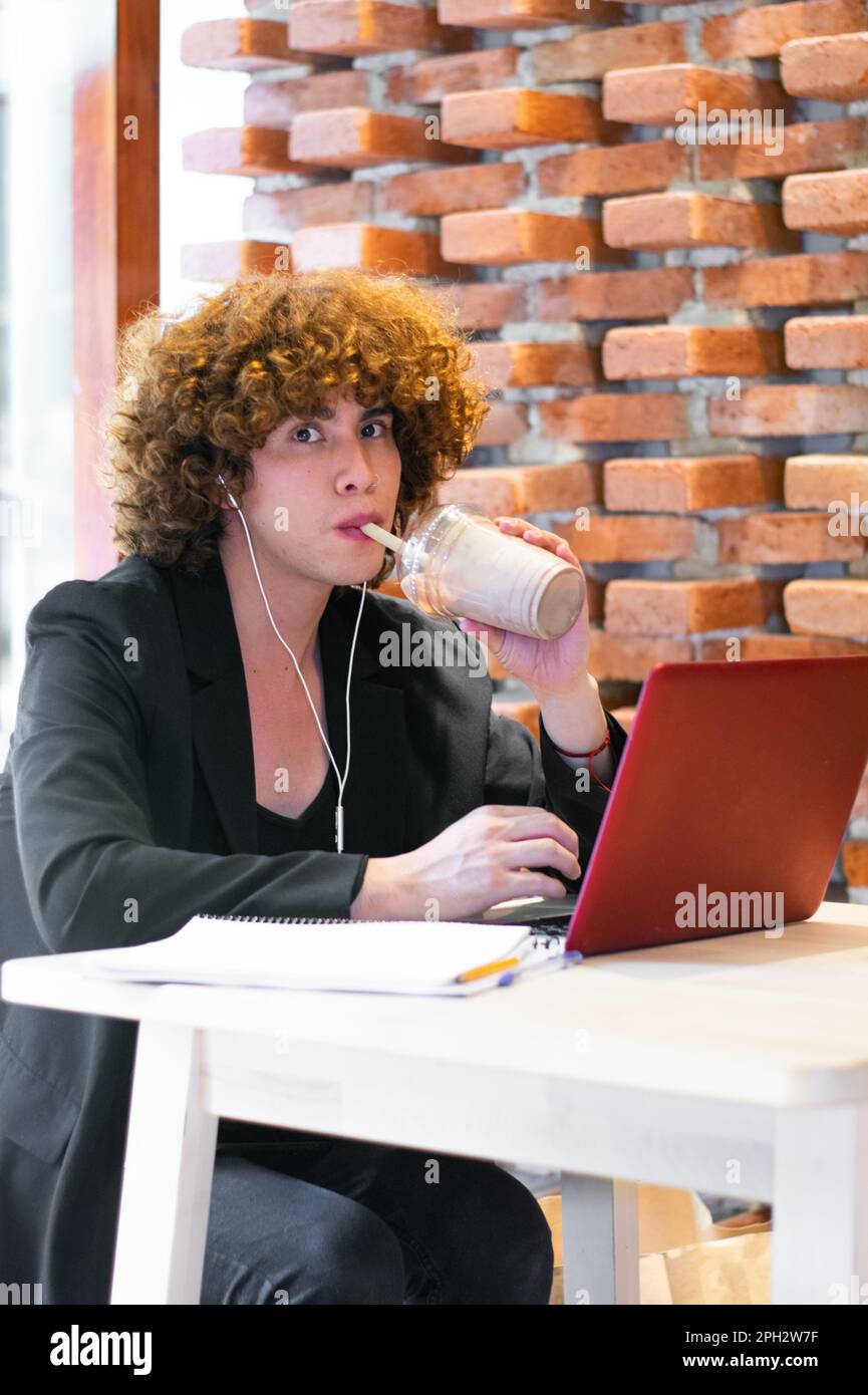 Non binary person listening hi-res stock photography and images - Alamy