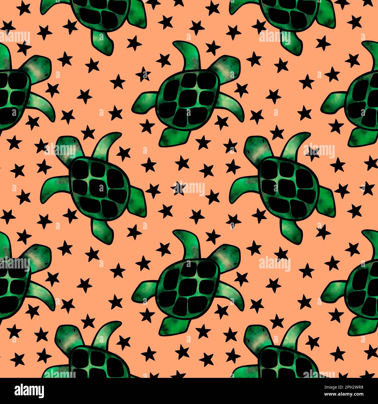 Animals cartoon seamless turtle and water ocean waves pattern for ...