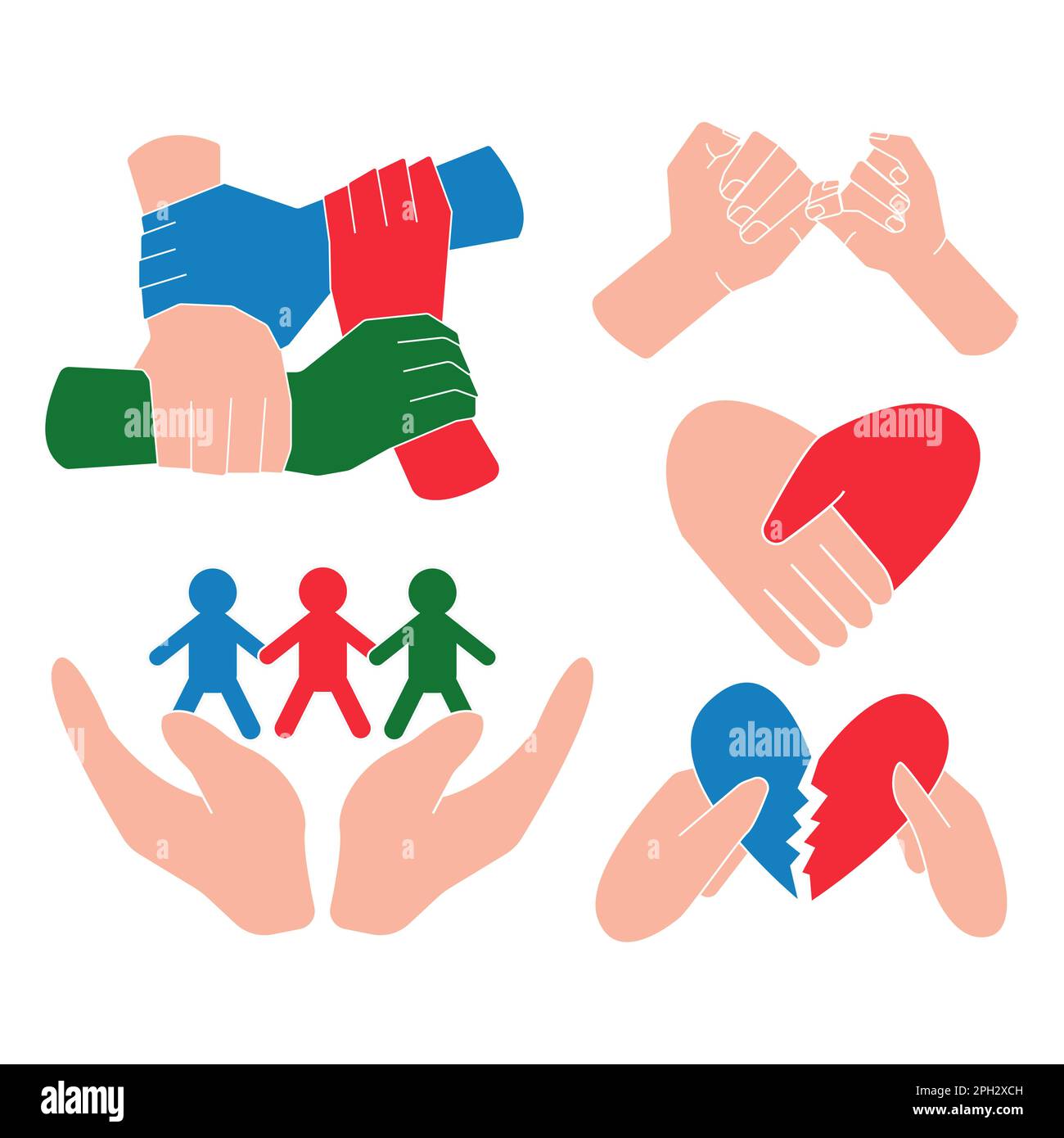 Reconciliation concept set. Holding hands and hearts. Reconciliation ...