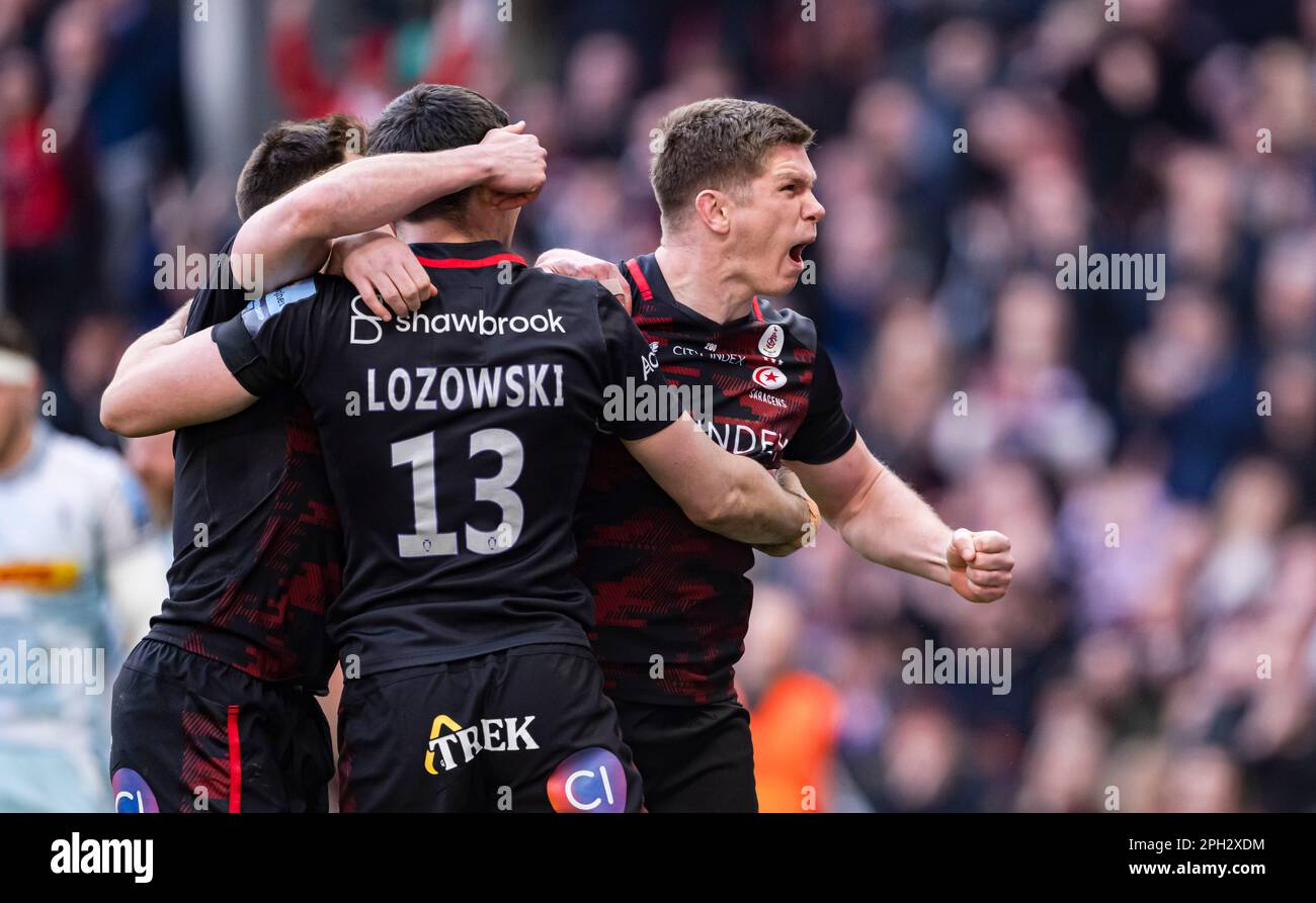 LONDON, UNITED KINGDOM. 25th, Mar 2023. Alex Lozowski of Saracens ...