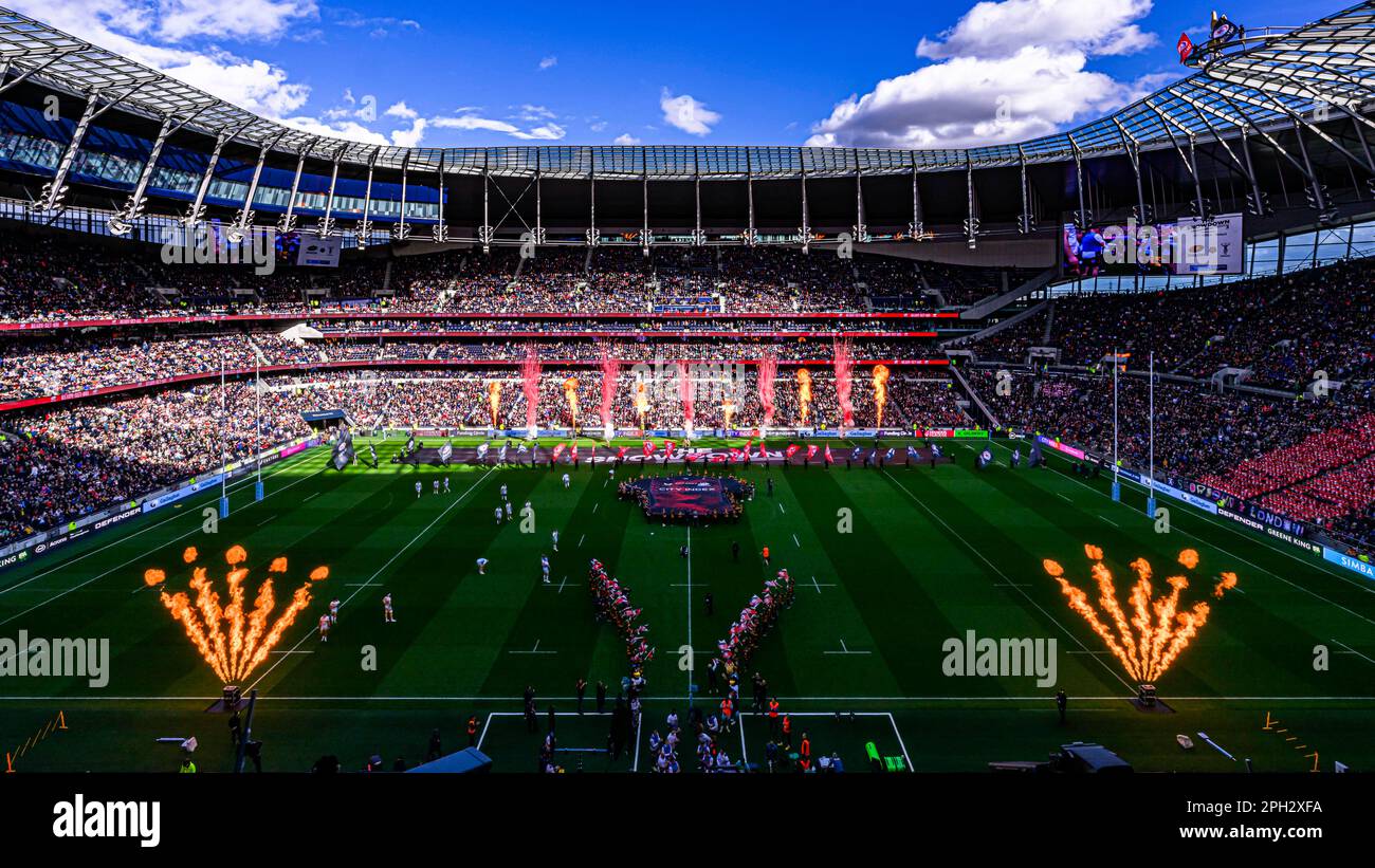 LONDON, UNITED KINGDOM. 25th, Mar 2023. An overview of the pitch prior ...