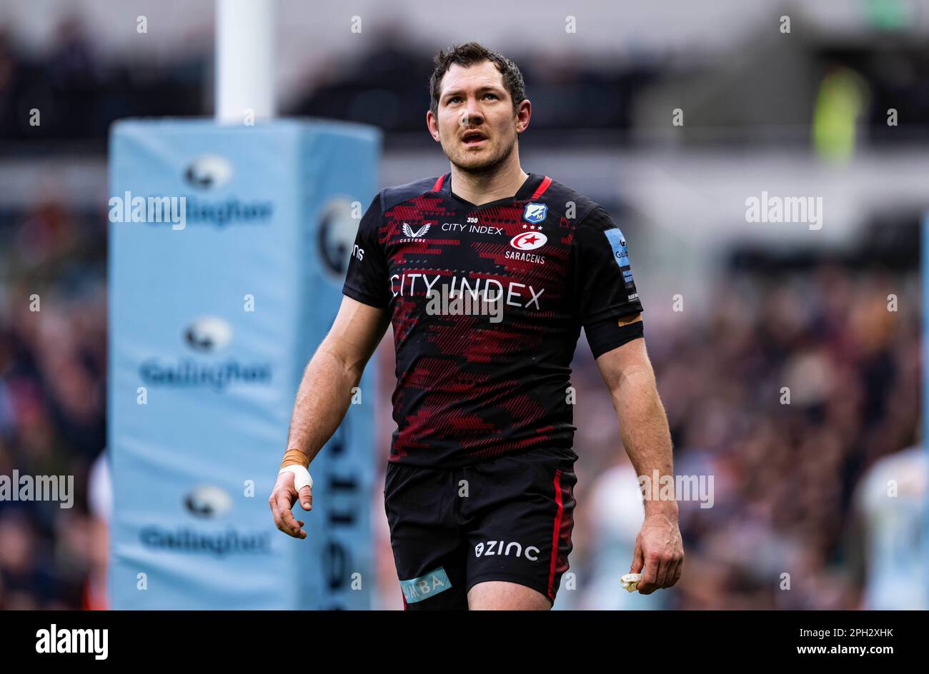 LONDON, UNITED KINGDOM. 25th, Mar 2023. Alex Goode of Saracens looks on ...