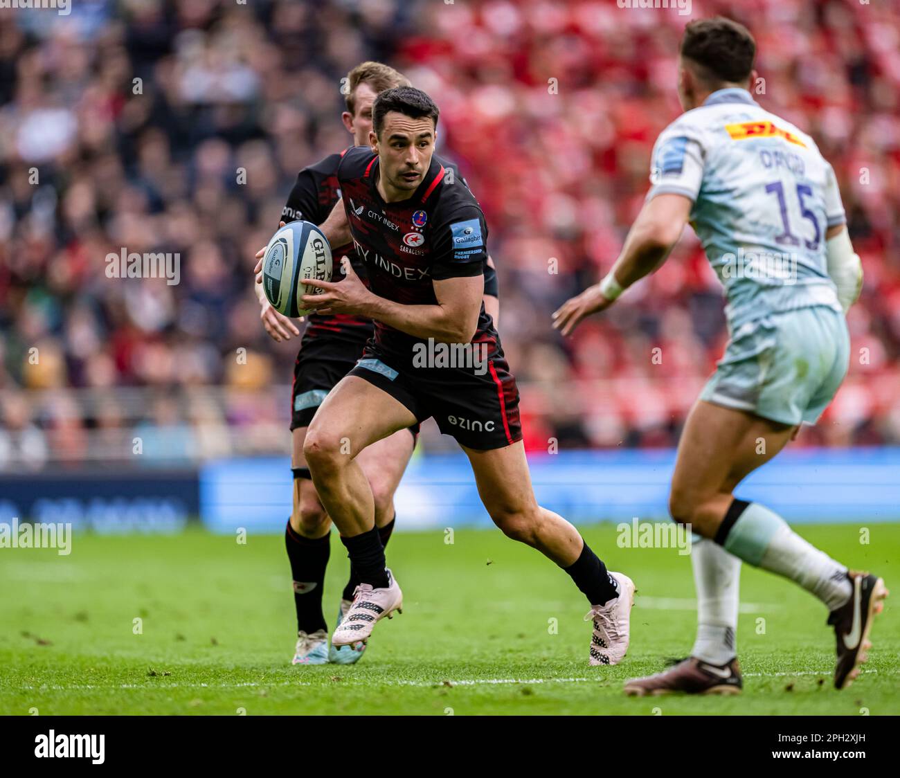 LONDON, UNITED KINGDOM. 25th, Mar 2023. Alex Lozowski of Saracens (left ...