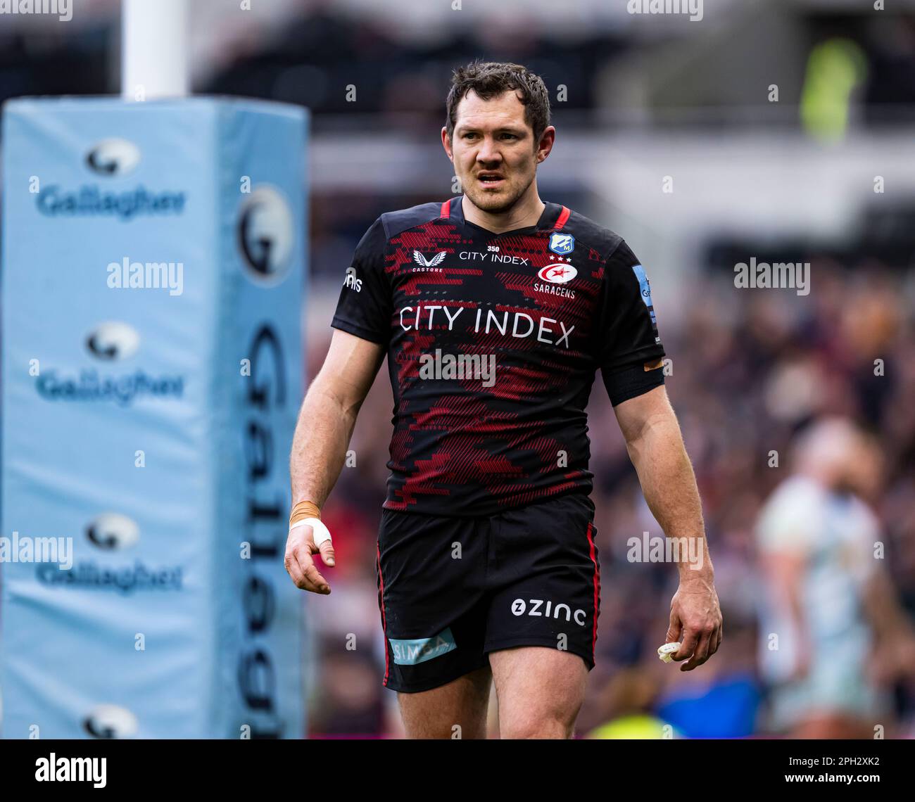 LONDON, UNITED KINGDOM. 25th, Mar 2023. Alex Goode of Saracens looks on ...