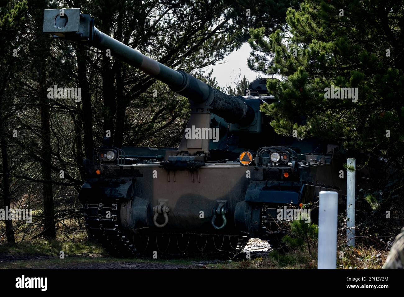 Polish Krab crews perform tactical maneuvers in rough terrain in ...