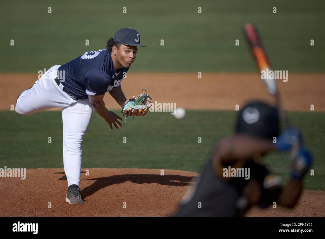 Jackson State pitcher Christian Womble (20) throws during an NCAA ...
