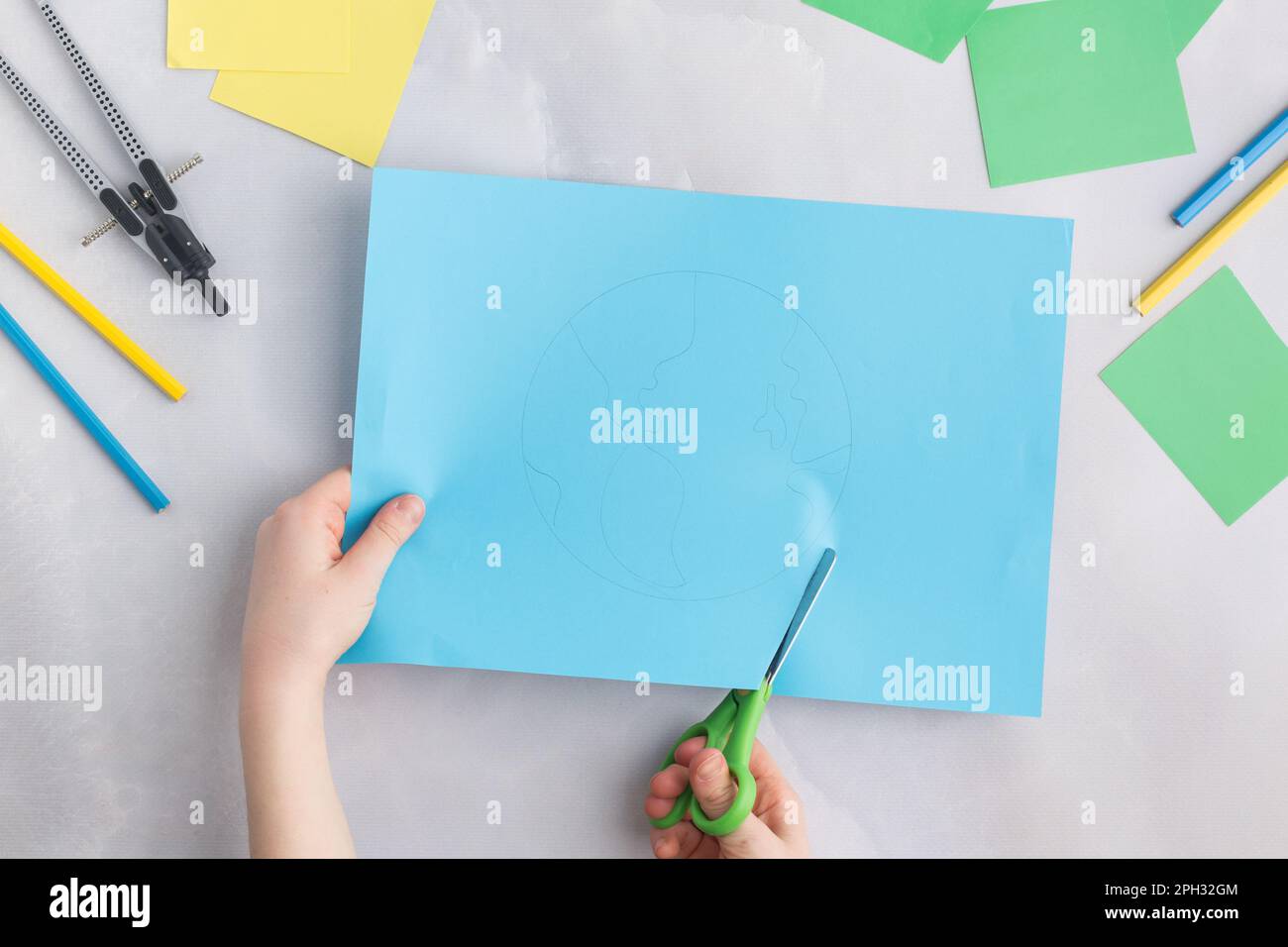 earth cut from paper around trees earth day concept kid's paper craft ...